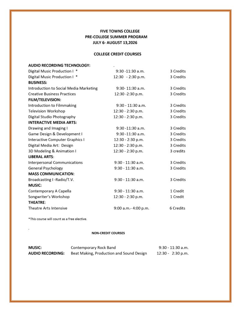 Pre-college-summer-program- Five Towns College